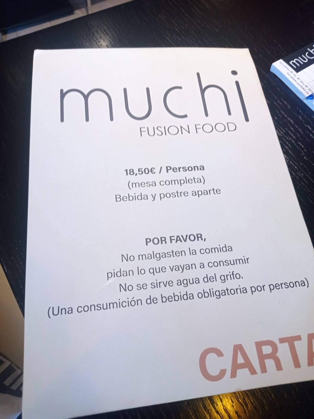 Carta del restaurante Muchi Fusion Food, Madrid