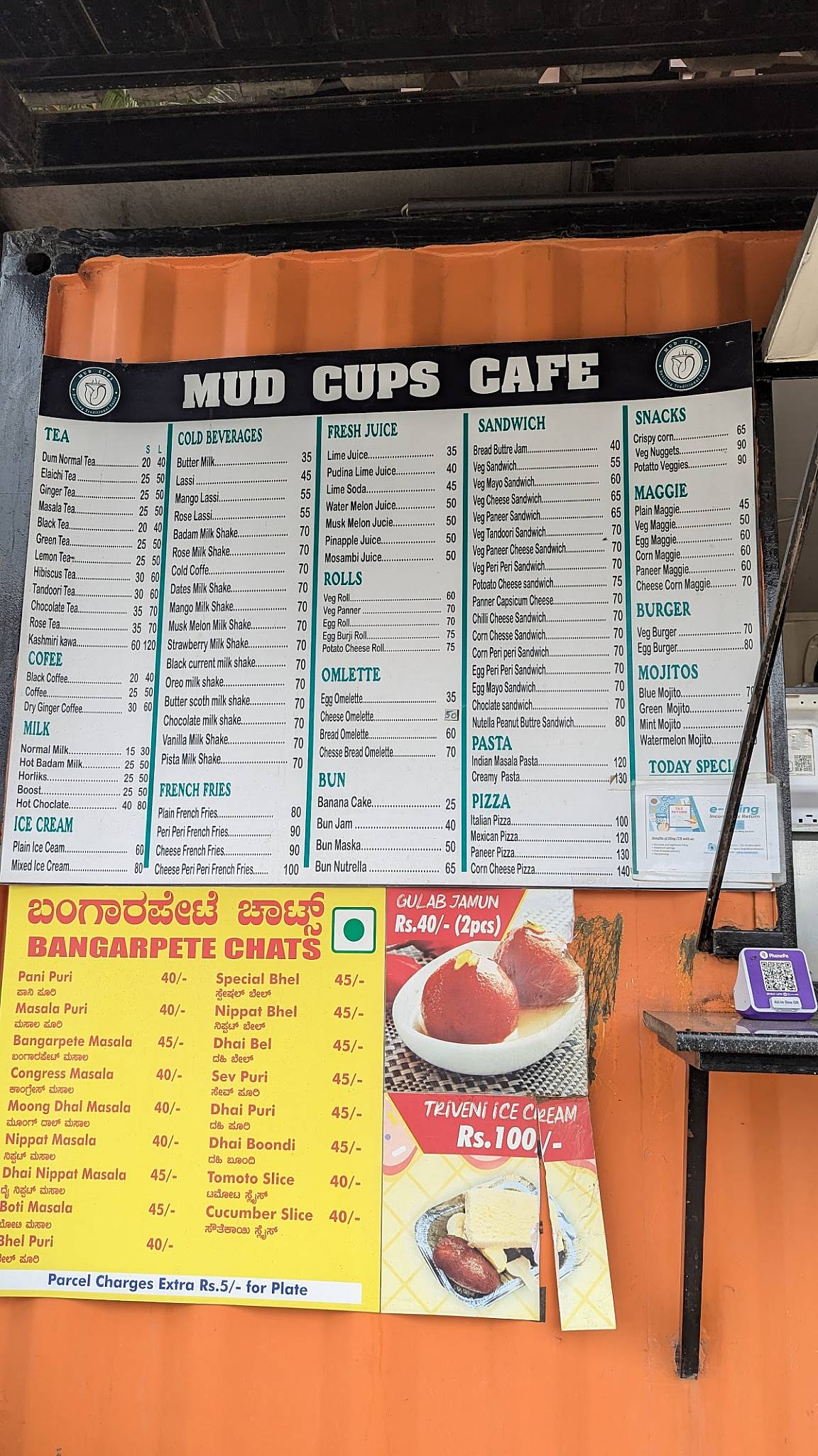 Menu at Mud Cups Cafe, Bengaluru, Choudadenahalli
