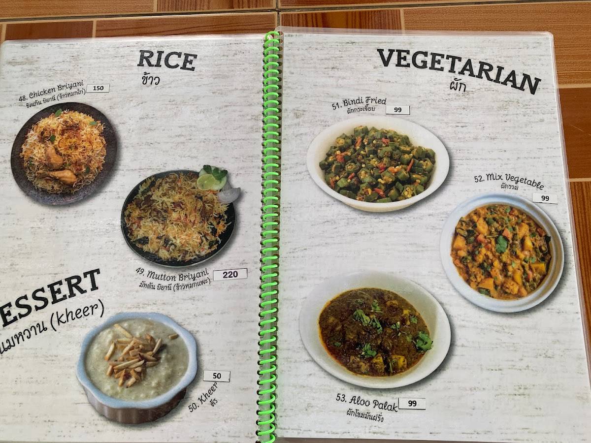 Menu at Mughal Restaurant, Mae Sot