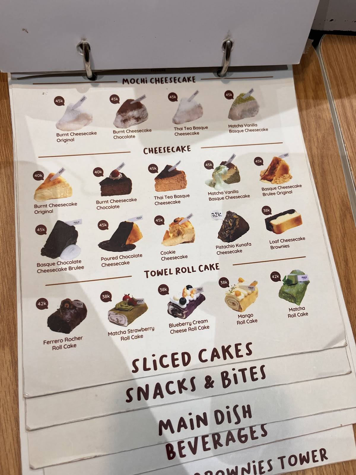 Menu at Mula Patisserie cafe, Batam