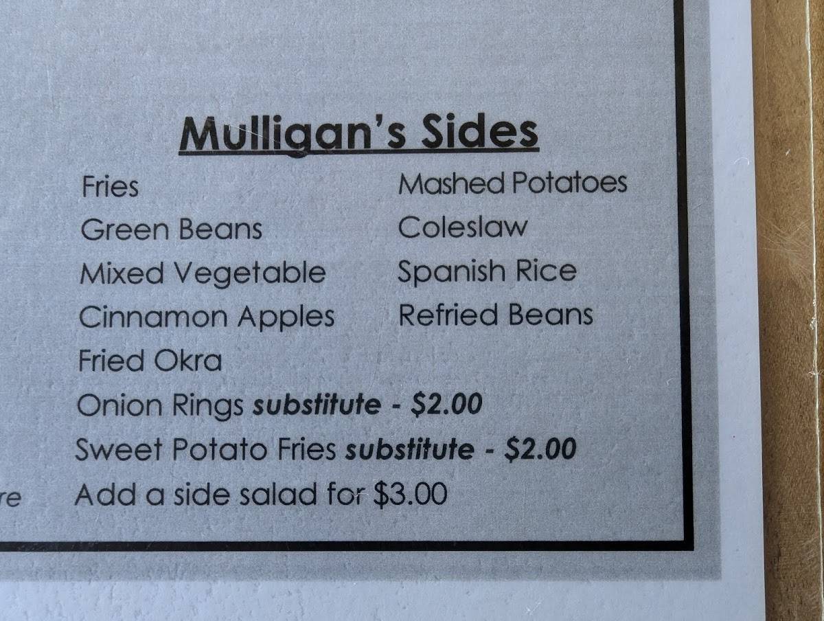 Menu at Mulligan’s restaurant, Georgetown