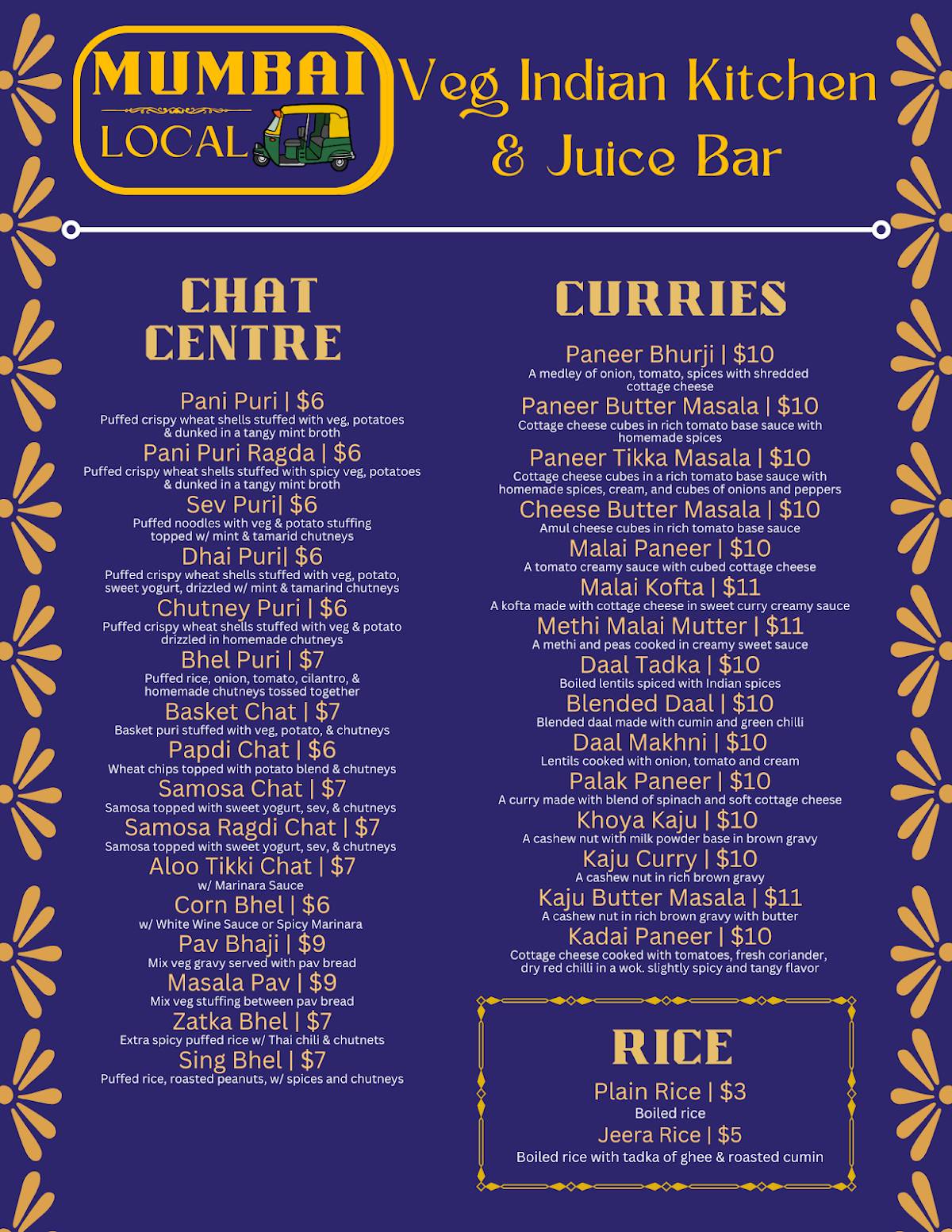 Menu at Mumbai Local restaurant, Bayonne