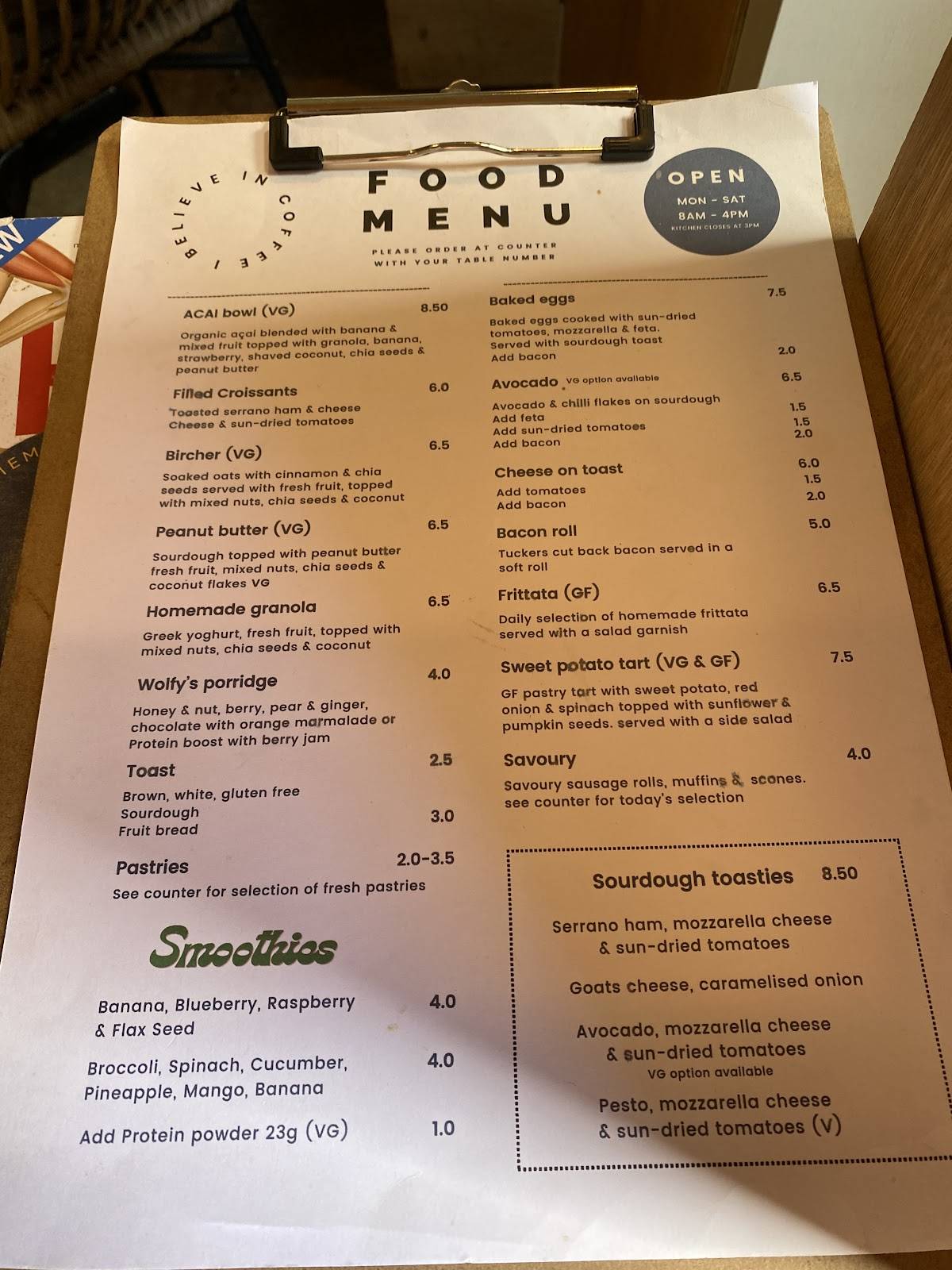 Menu at Mumbles coffee cafe, The Mumbles