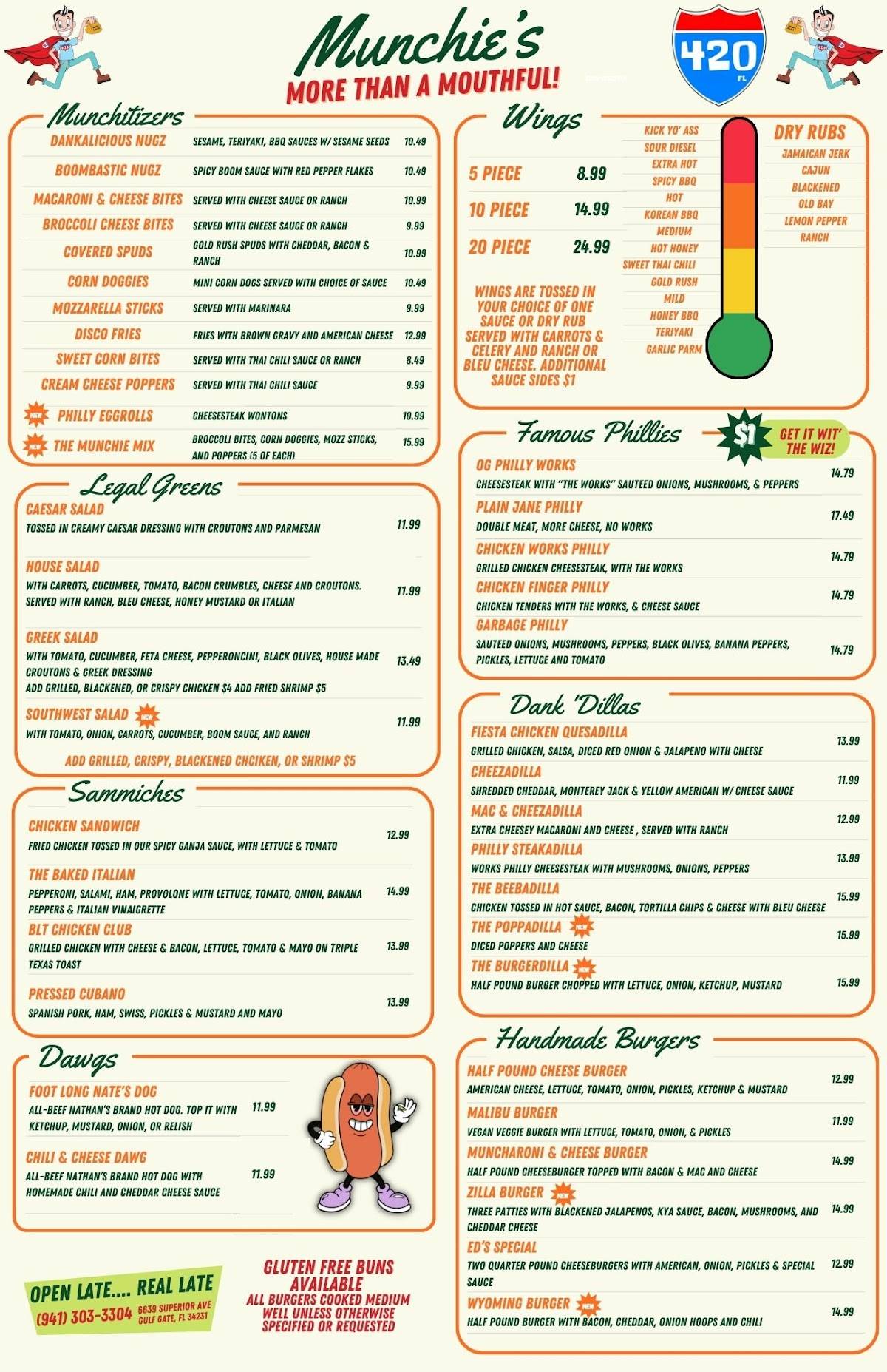 Menu at Munchies 420 Cafe, Sarasota