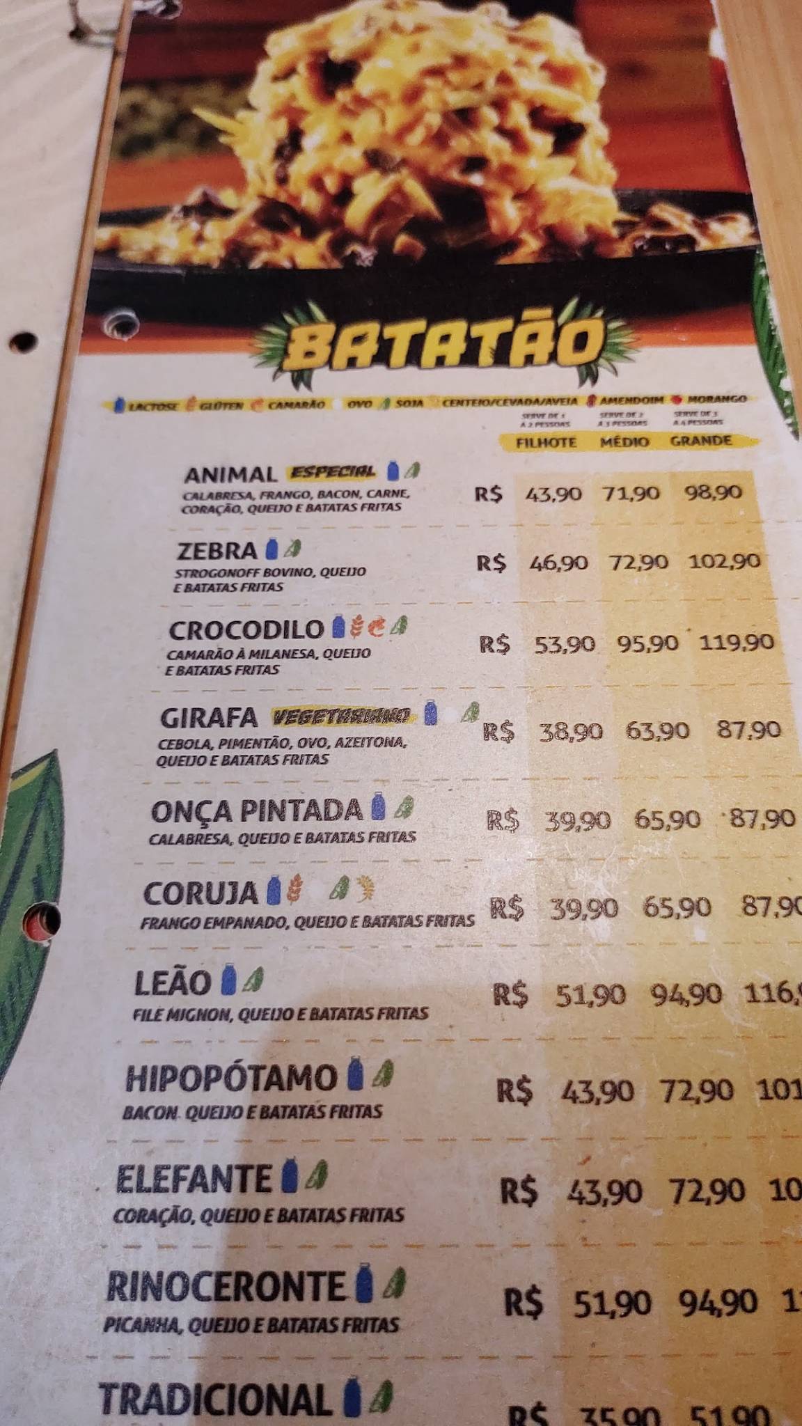 Menu em Mundo Animal Lanchonete Temática Florianópolis - Comidas e ...