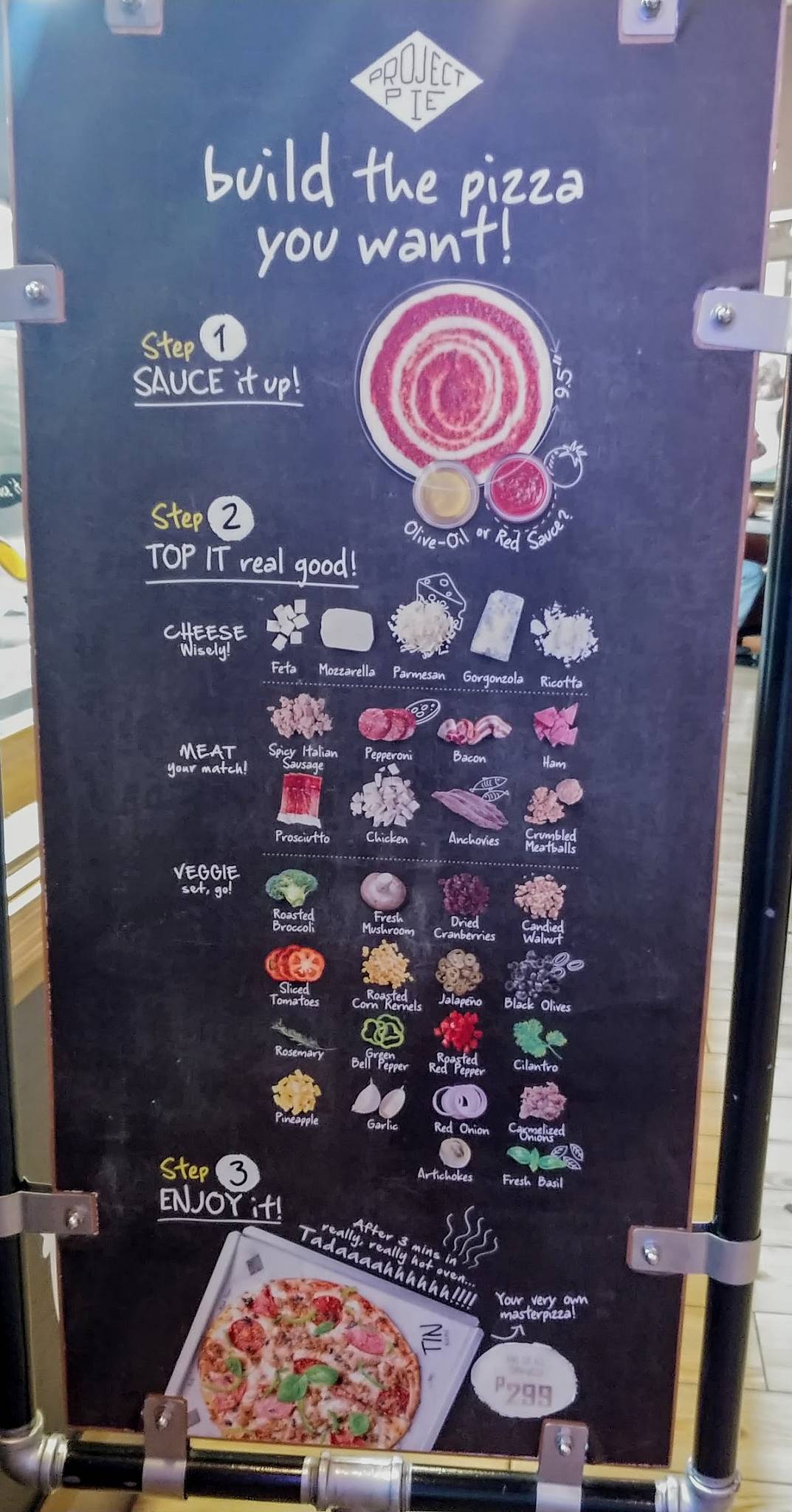 Menu at Project Pie pizzeria, Muntinlupa, Spectrum Centre Filinvest City