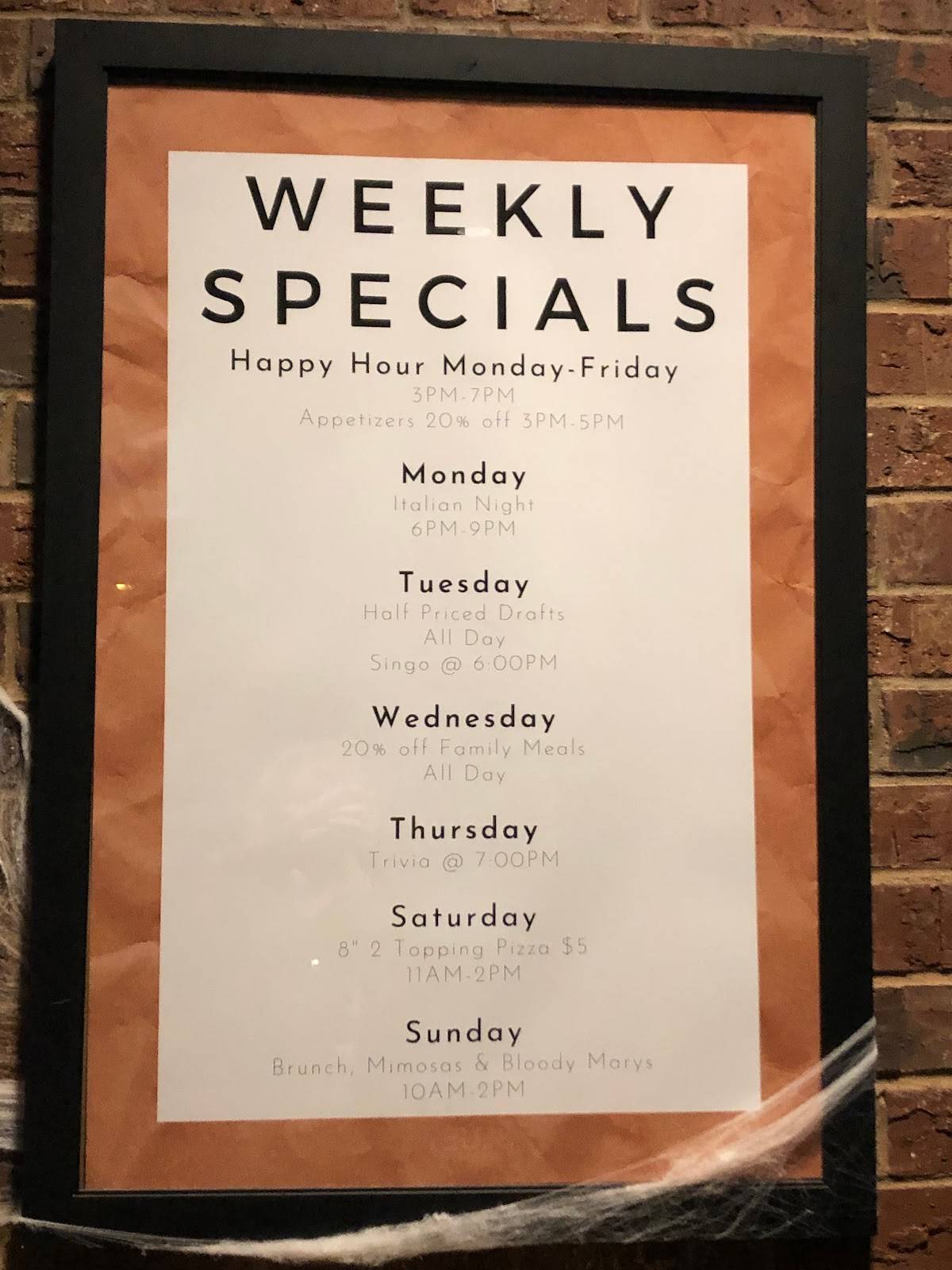 Menu at Two J's Grille pub & bar, Murfreesboro