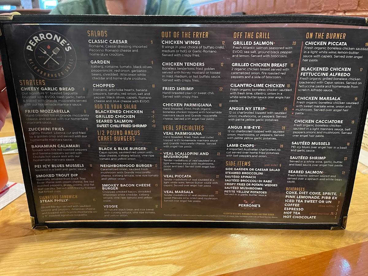 Menu at Neighborhood Grill restaurant, Murphy