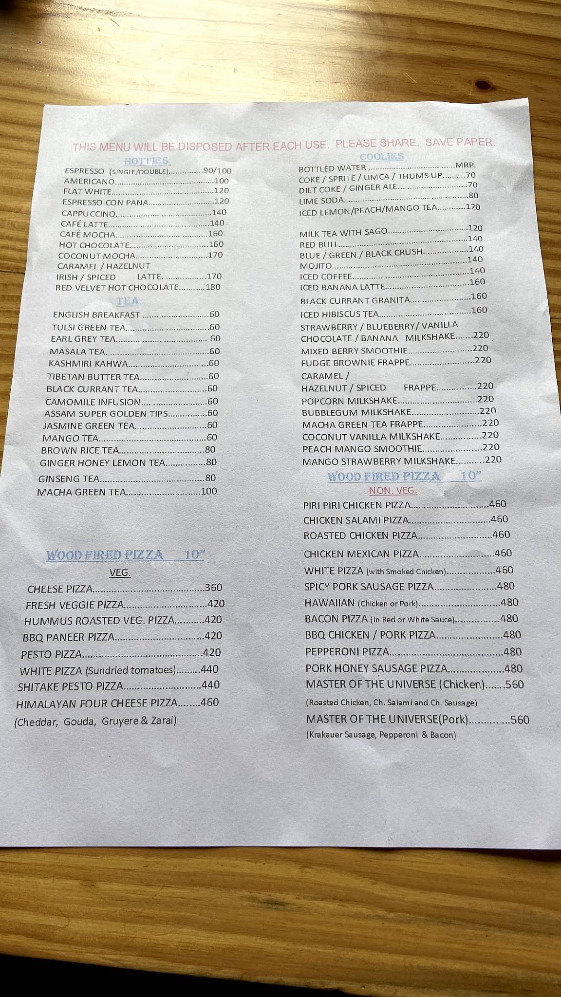 Menu at Little Llama Cafe, Mussoorie, 1