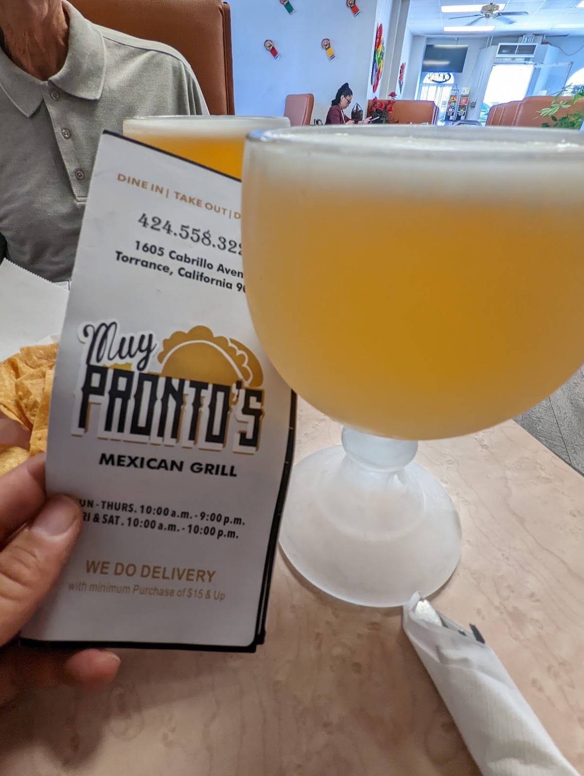 Menu at Muy Pronto's Mexican grill restaurant, Torrance