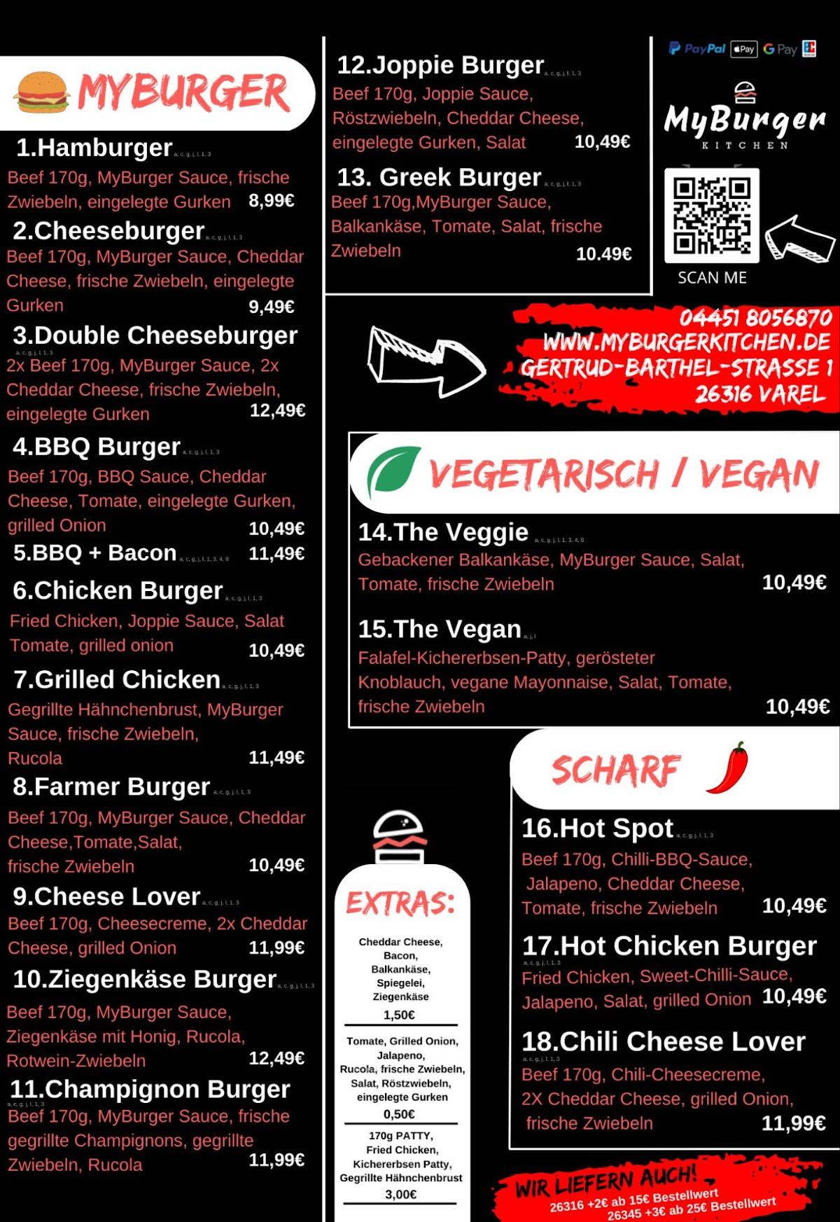 Speisekarte von My Burger Kitchen restaurant, Varel