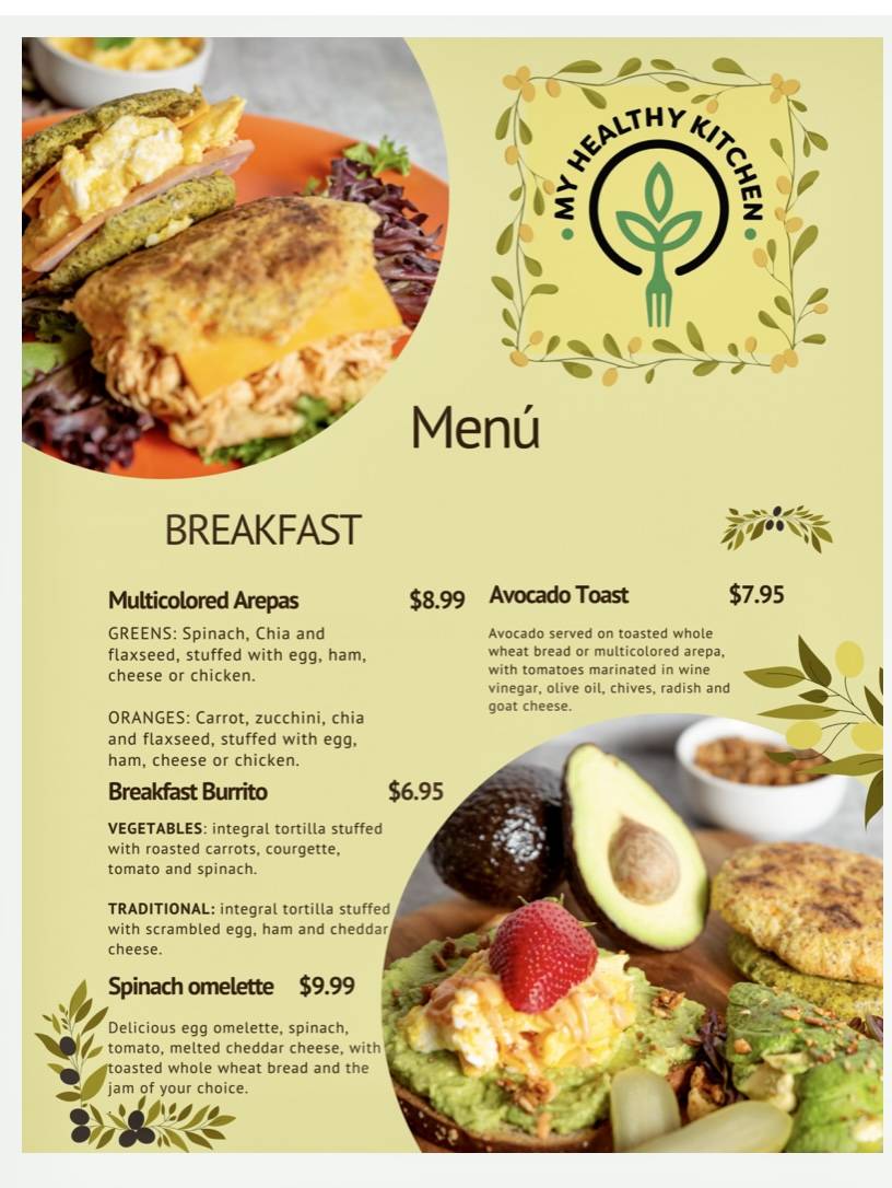 Menu at My Healthy Kitchen restaurant, Orlando
