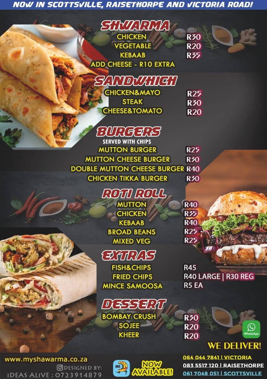 Menu at My Shawarma - Victoria Road restaurant, Pietermaritzburg