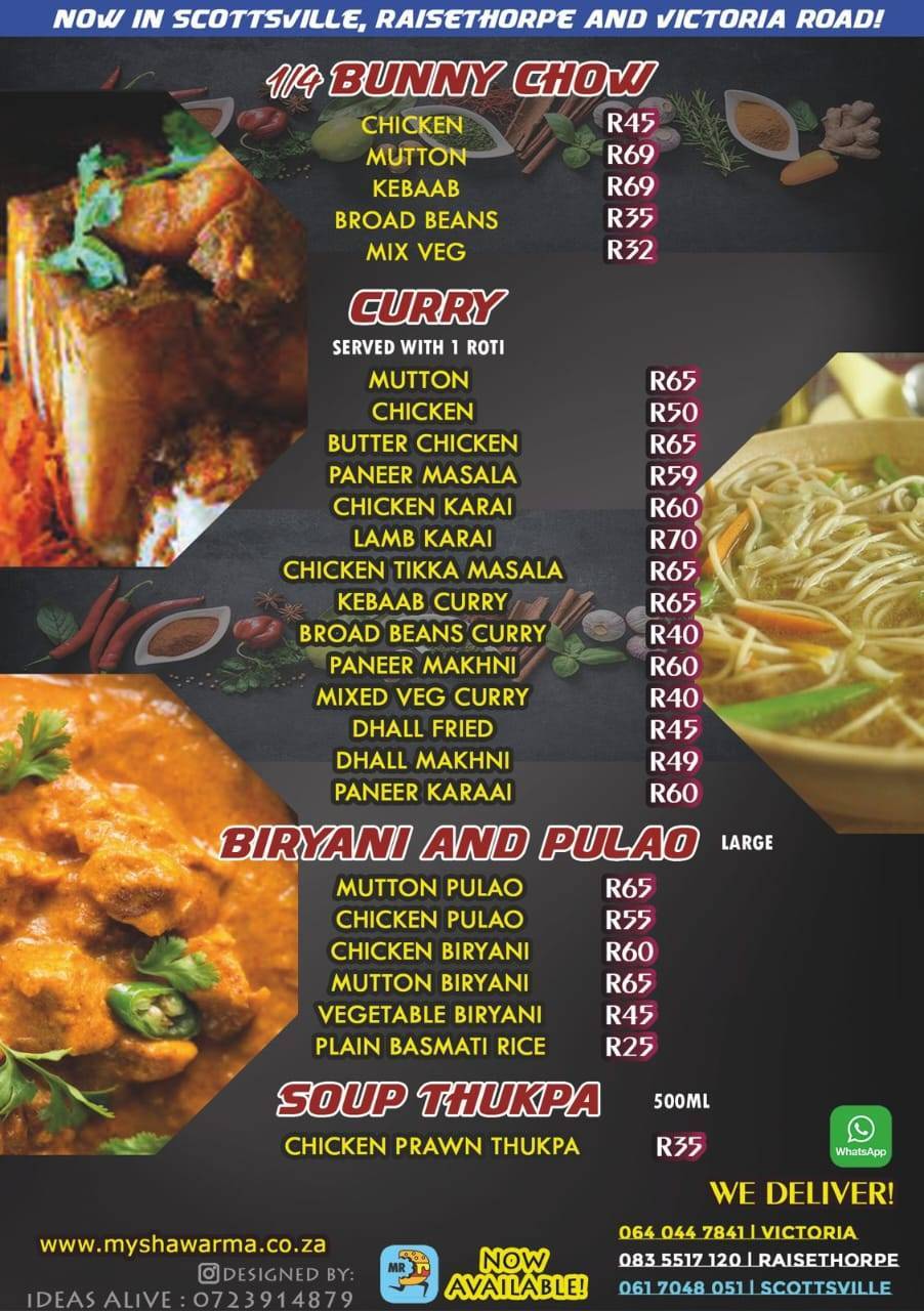 Menu at My Shawarma - Victoria Road restaurant, Pietermaritzburg