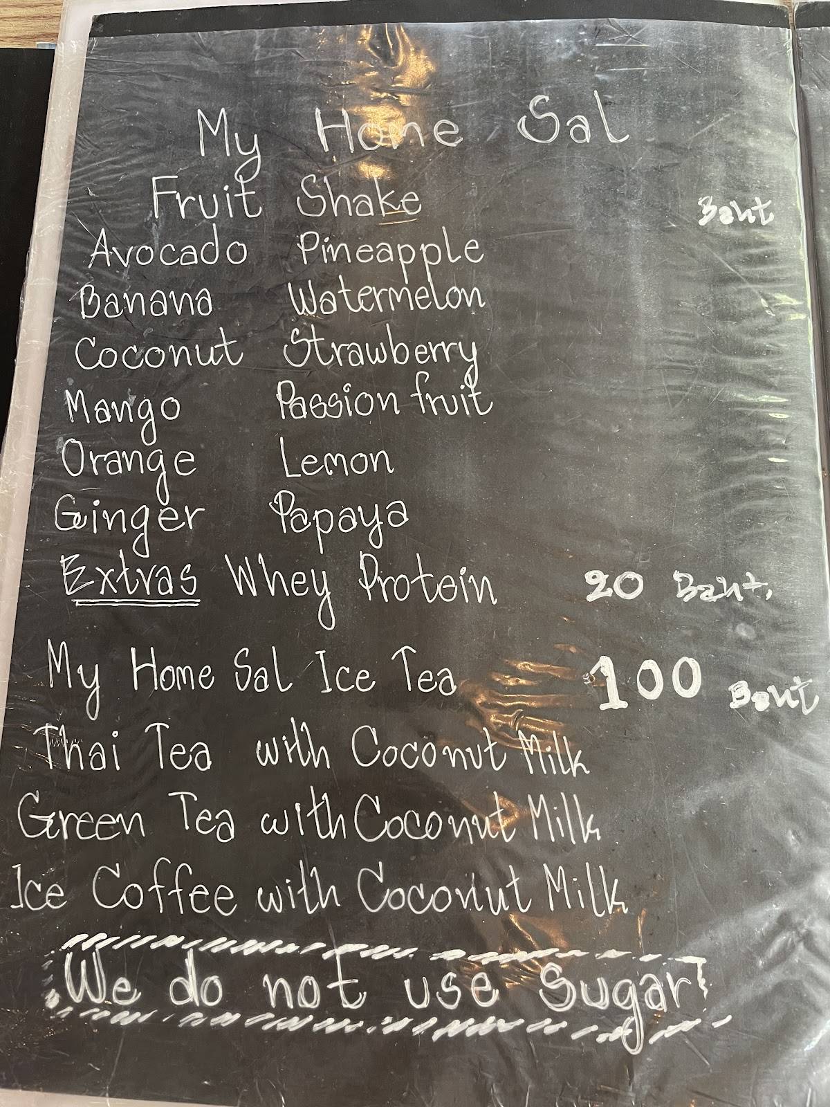 Menu at My home Sal restaurant, Ko Pha-ngan