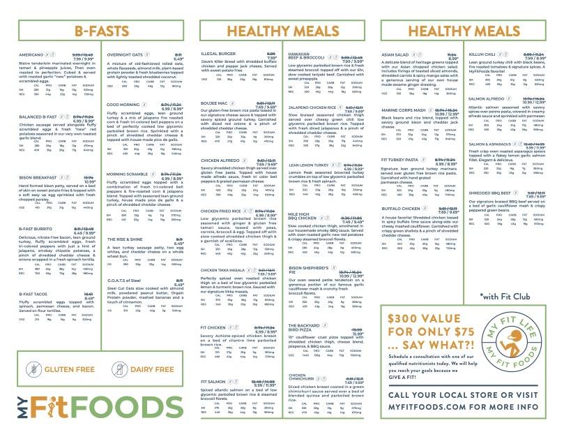 Menu at MyFitFoods restaurant, Greenwood Village, E Belleview Ave D60