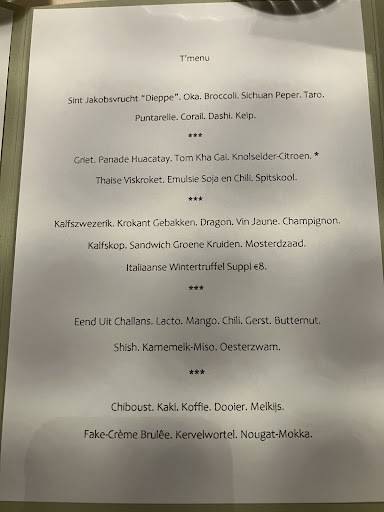 Menu at NĀST, Izegem