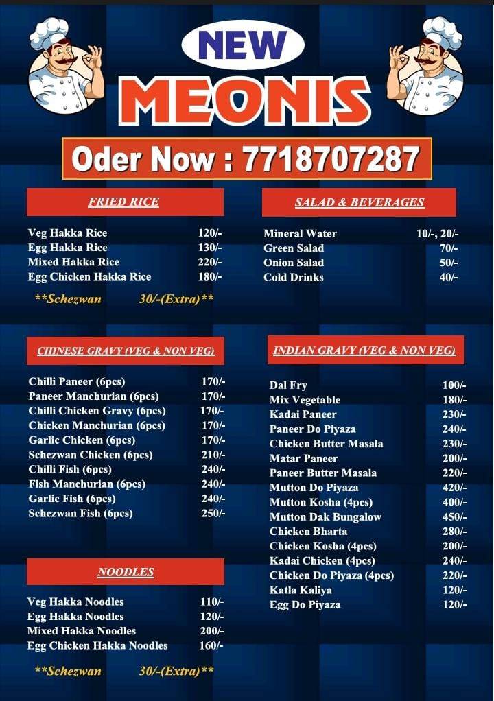 Menu at NEW Meonis Restaurant., Kolkata