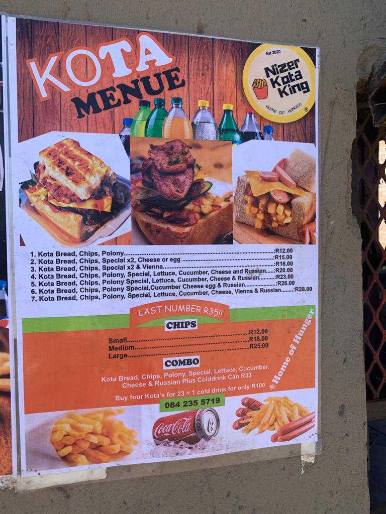 Speisekarte von NIZER KOTA KING restaurant, Johannesburg