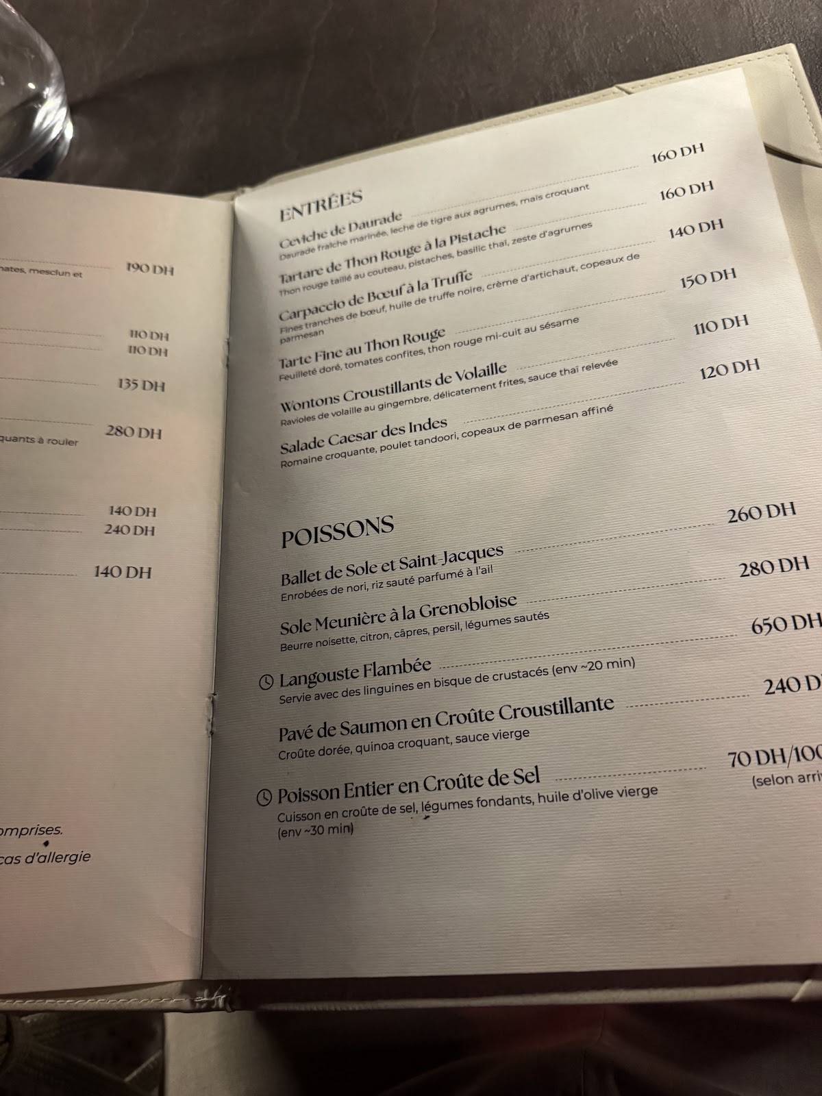 Menu at NOAH Restaurant, Casablanca
