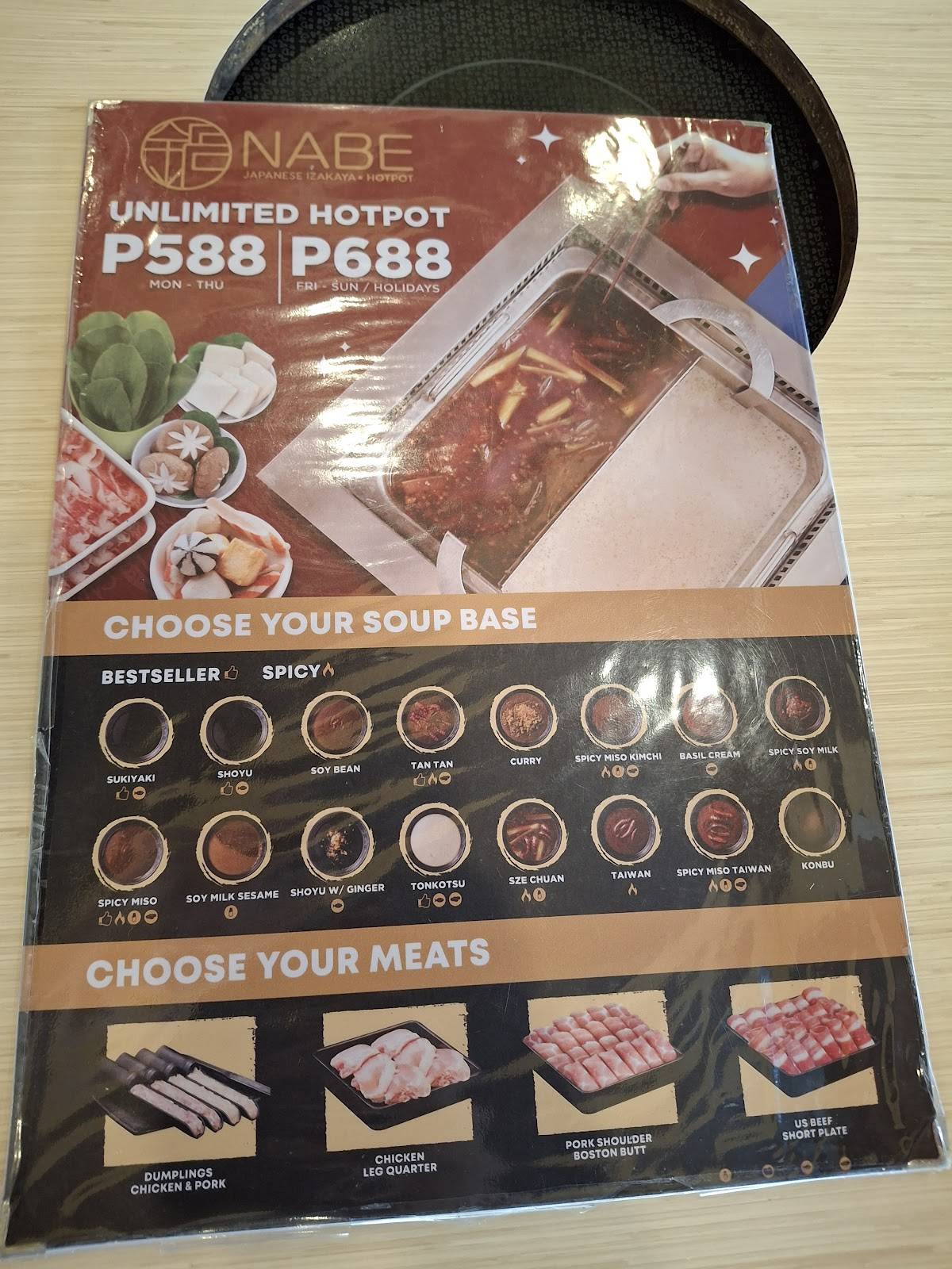 Menu at Nabe Unlimited Japanese Hotpot - Banawe restaurant, Quezon City ...