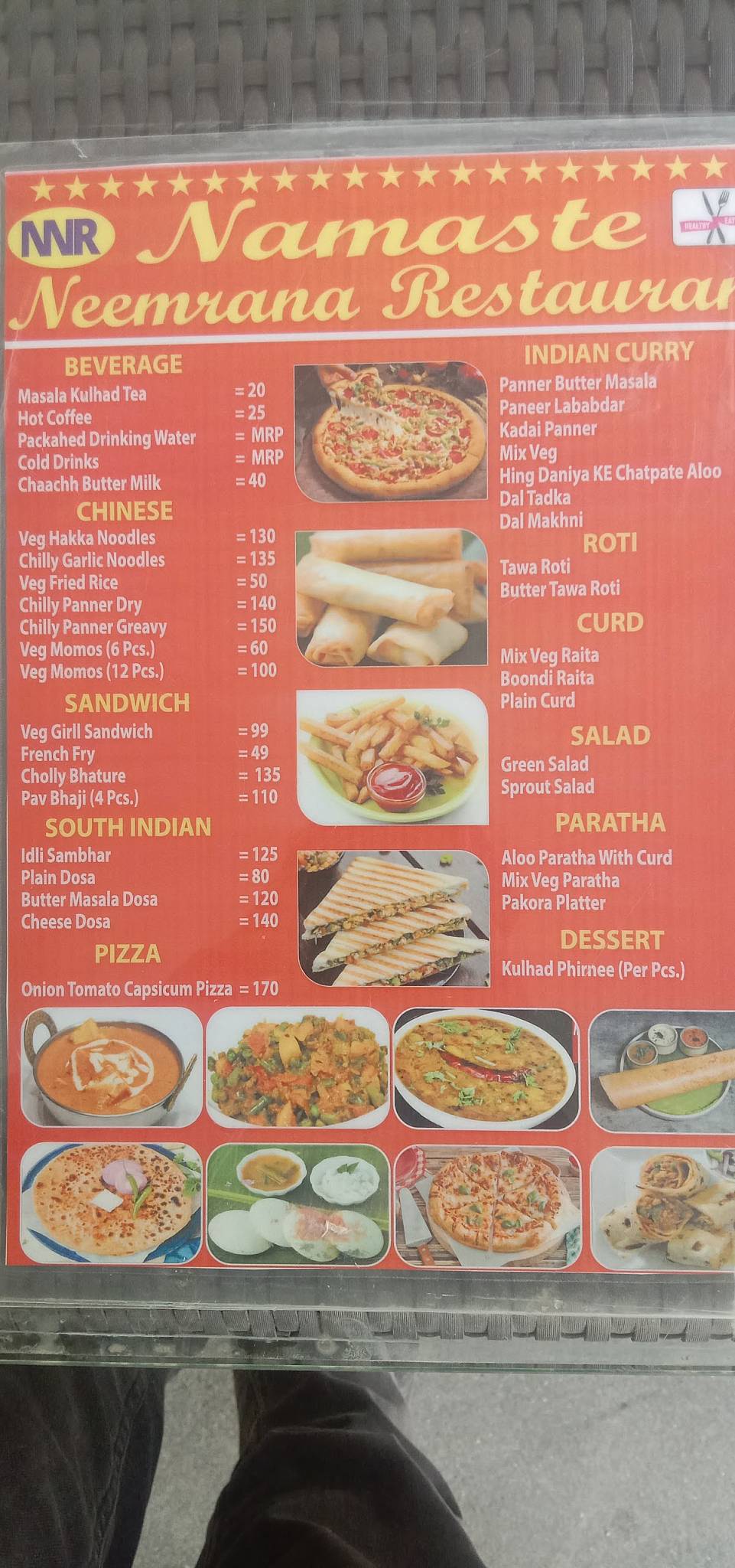 Menu at Namaste Neemrana Restaurant, Neemrana