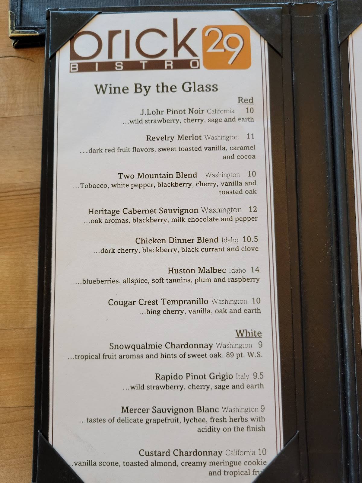Menu at Brick 29 Bistro pub & bar, Nampa