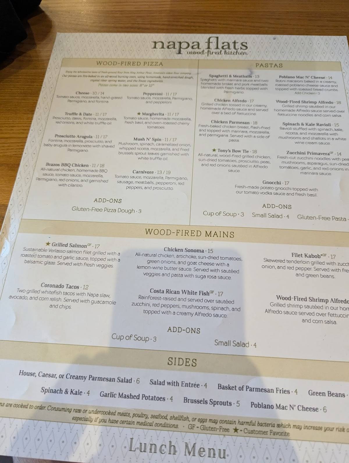 Menu at Napa Flats Wood-Fired Kitchen pub & bar, College Station
