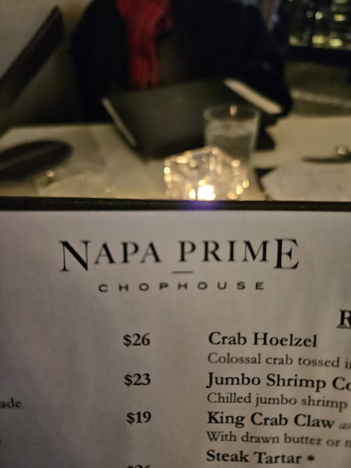 Menu at Napa Prime Chophouse & Cigar Bar, Wexford
