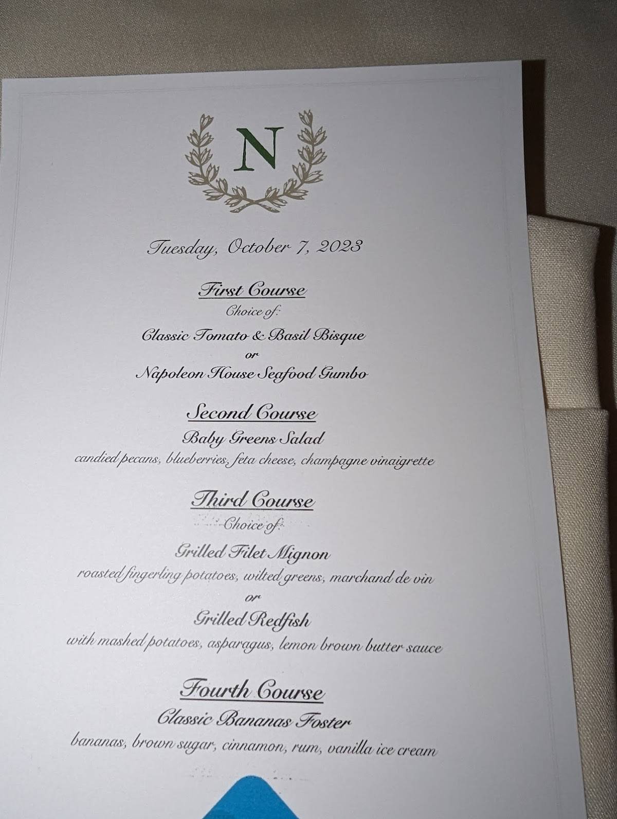 Menu at Napoleon House pub & bar, New Orleans