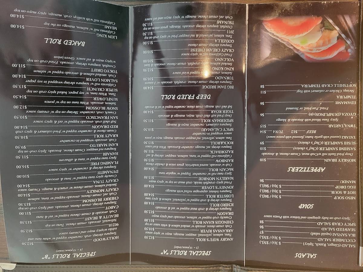 Menu at Naru Sushi & Grill restaurant, Cabot