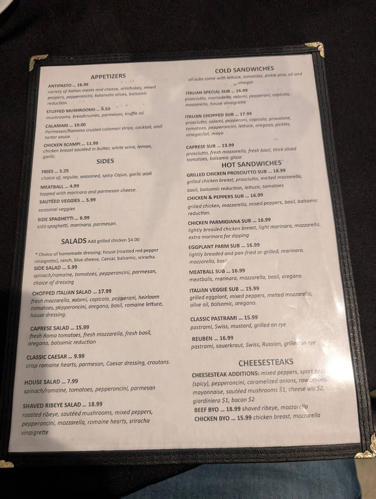 Menu at Nate's Italian Kitchen restaurant, Tucson