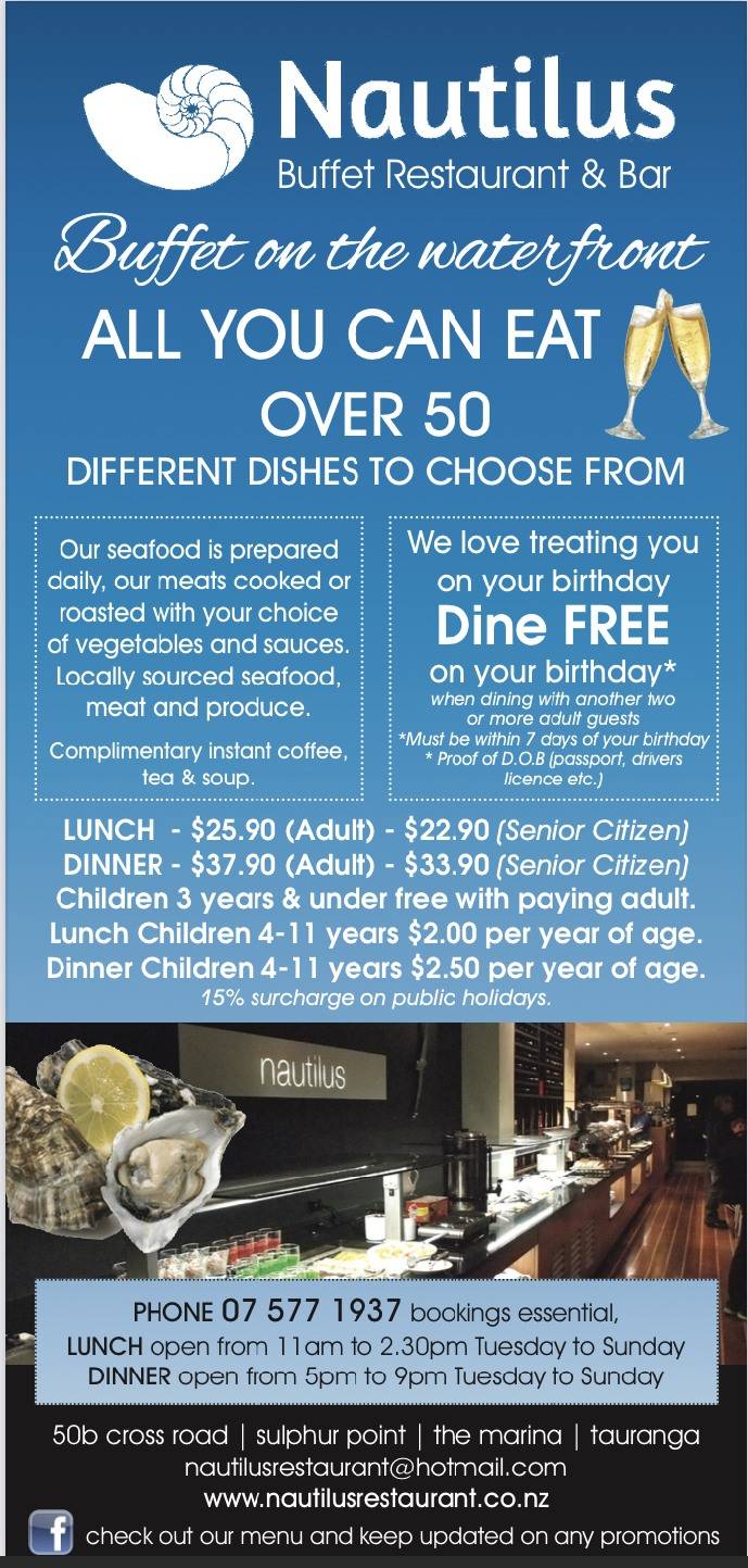 Menu at Nautilus Buffet Restaurant & Bar, Tauranga