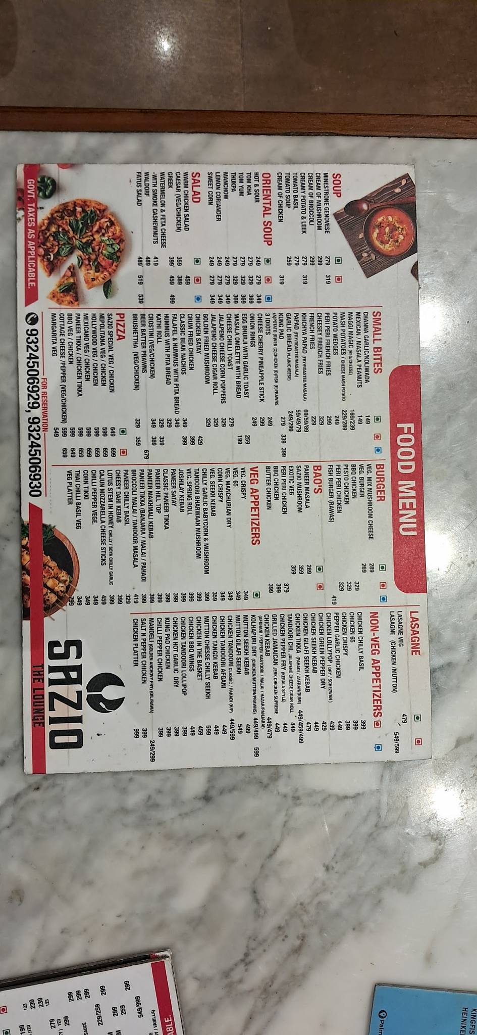 Menu at SAZiO - The Lounge & Sports Bar, Sanpada, Navi Mumbai, Gr ...