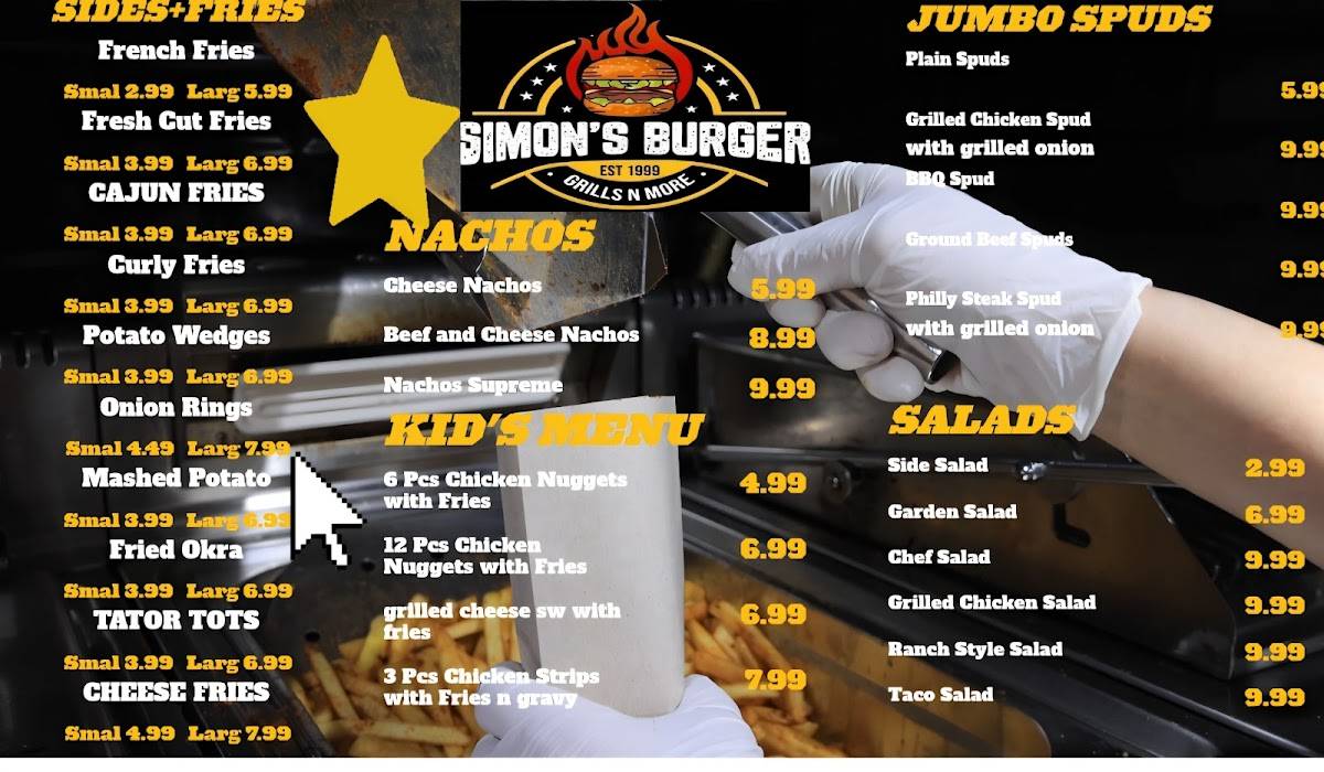 Menu at Simon's Burger Grill & More restaurant, Needville