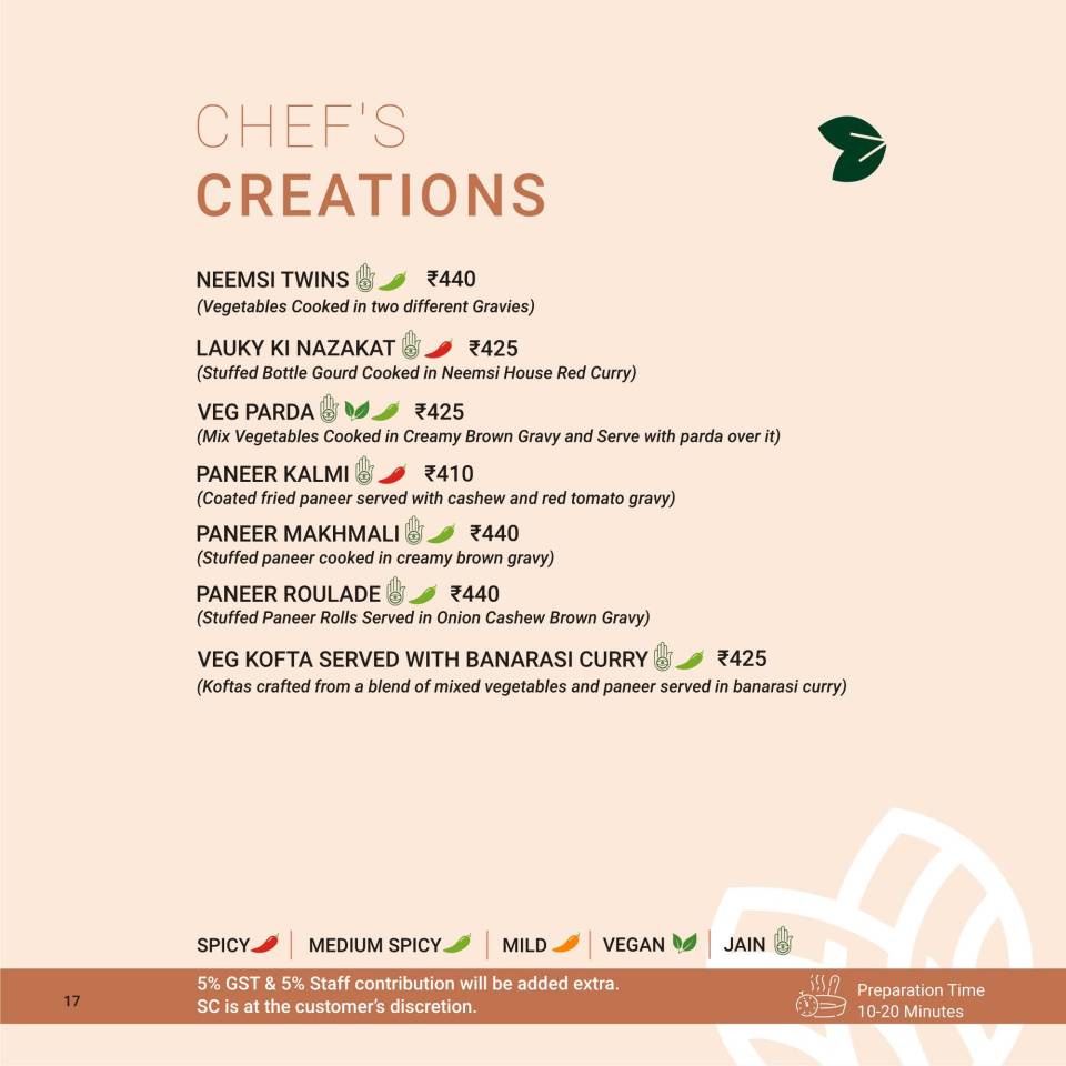 Menu at Neemsi Restaurant, Bengaluru