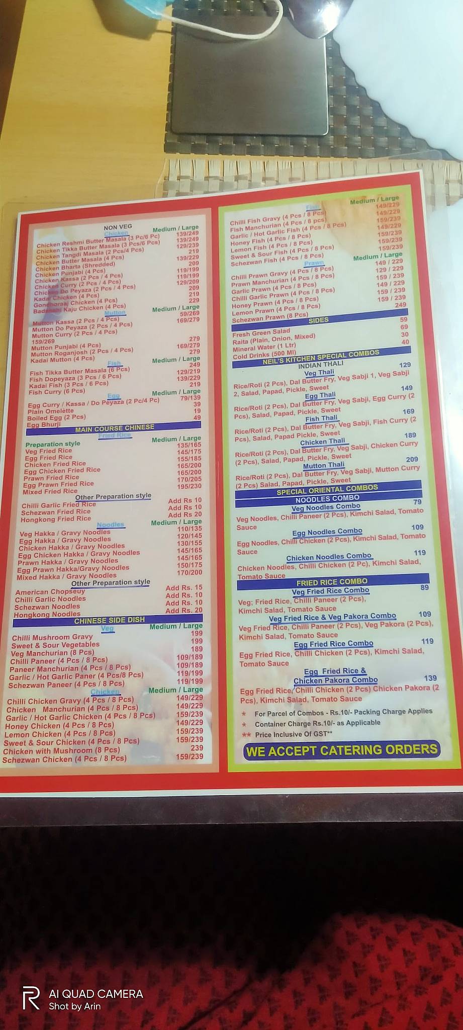 Menu at Neil's Kitchen (Restaurant &Bar), Kolkata, Shop # UPTC 0023