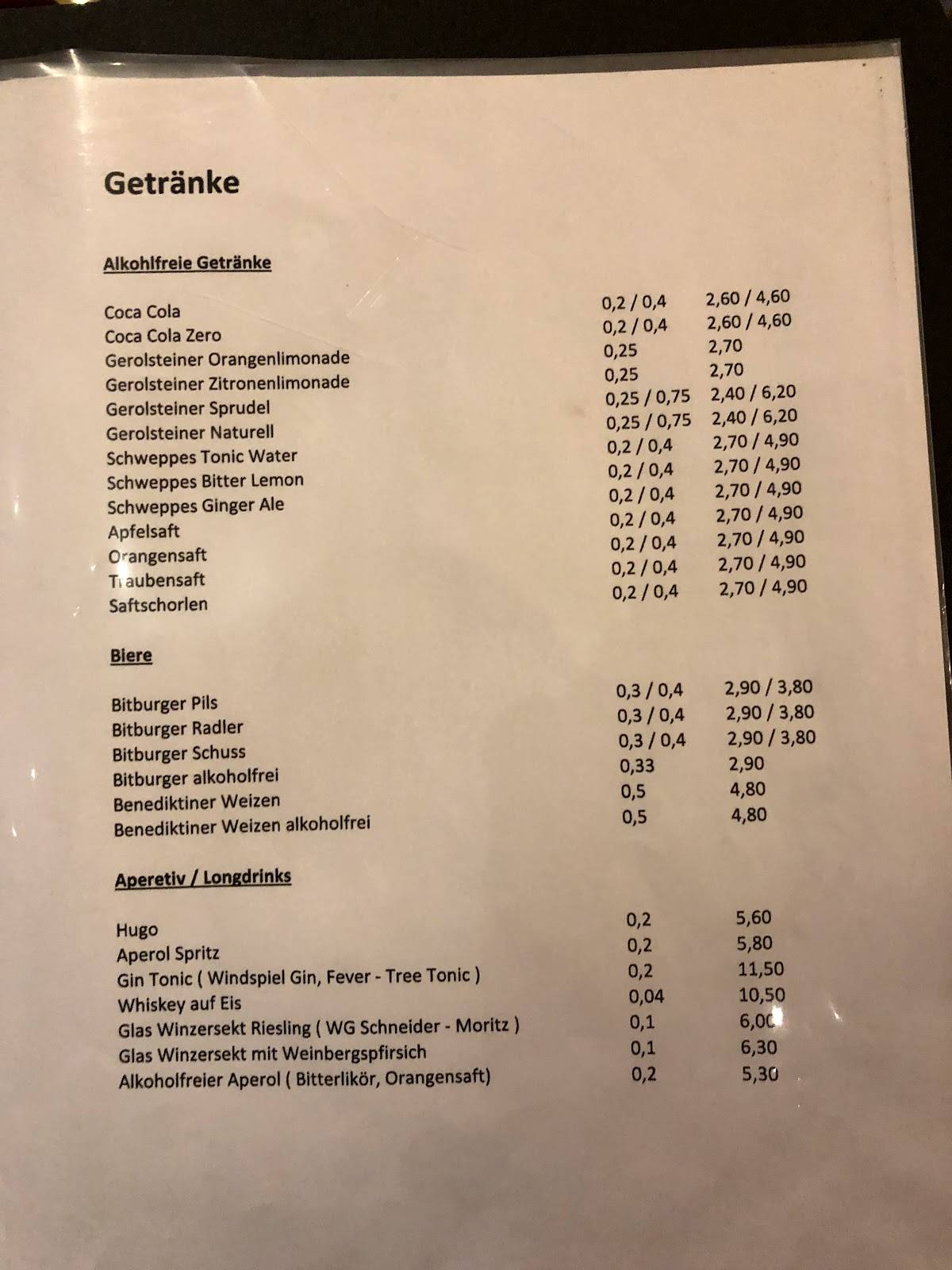 Carta de Neos - Restaurant & Weinbar, Cochem