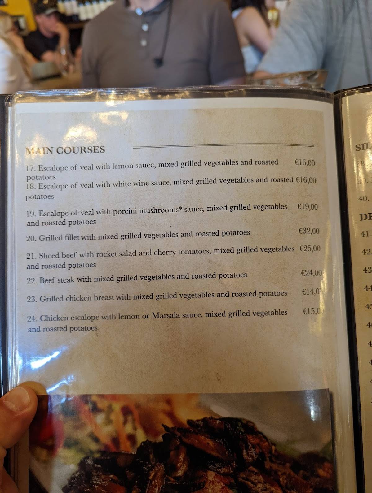 Menu at Nerone pizzeria, Rome, Via del Viminale