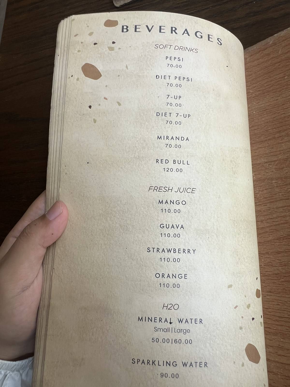 Menu at Salt of Earth restaurant, New Cairo City
