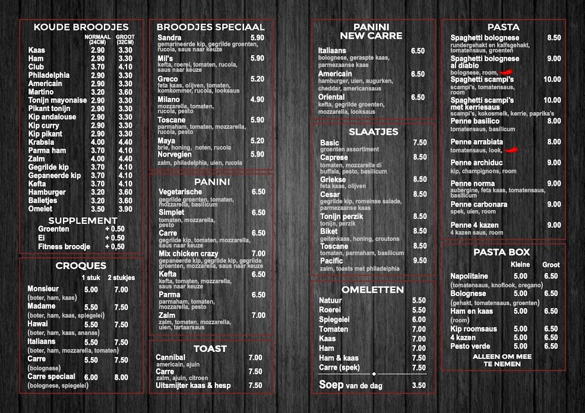 Menu at New Carre, Zaventem