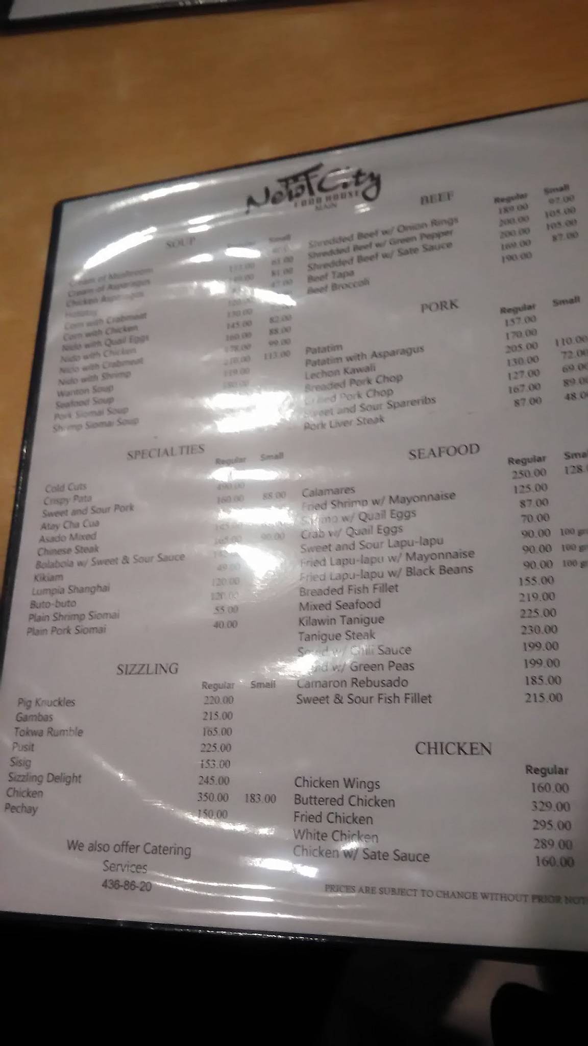 Menu at New City Food House (Main Branch) restaurant, Quezon City