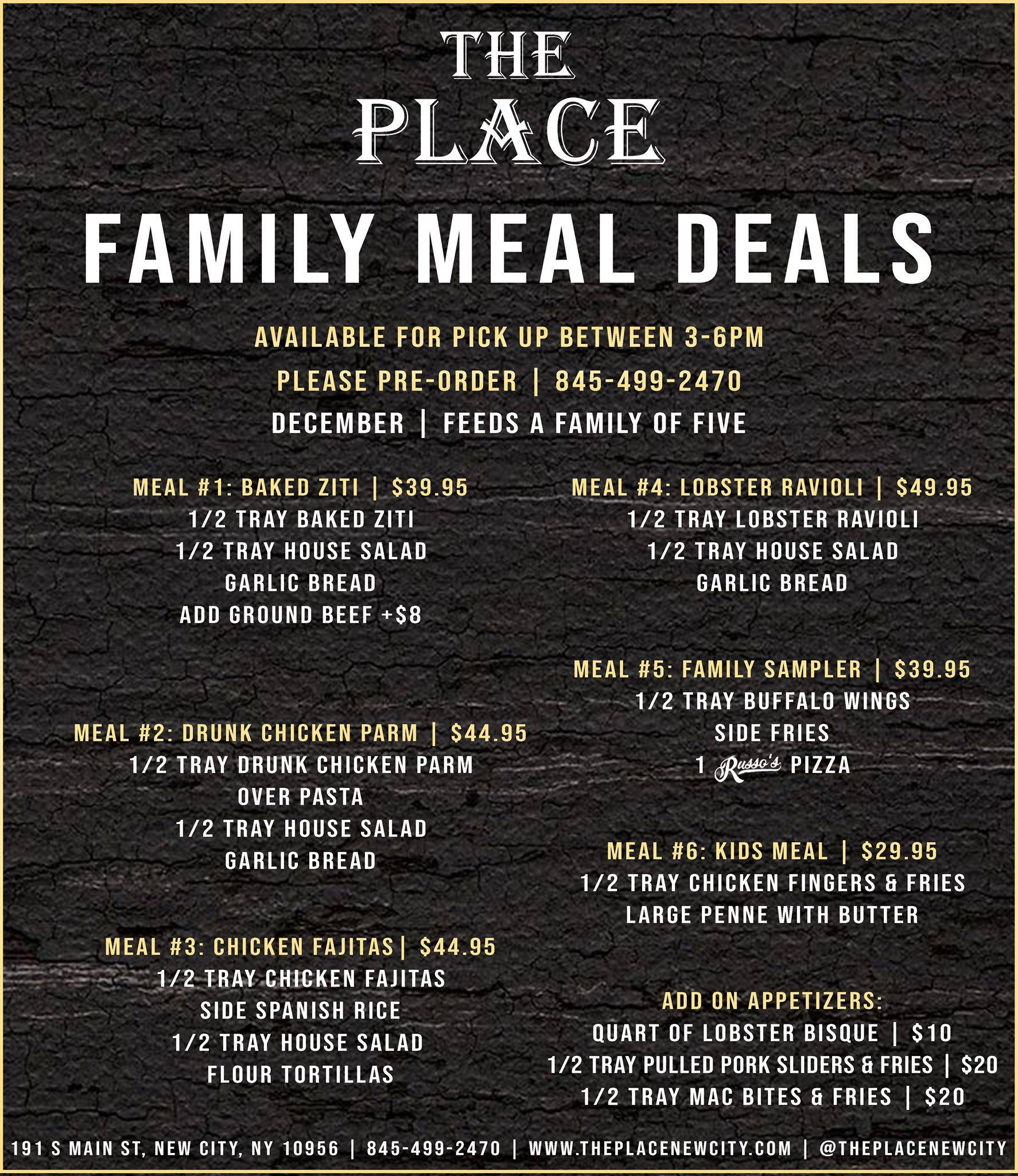 Menu at The Place pub & bar, New City