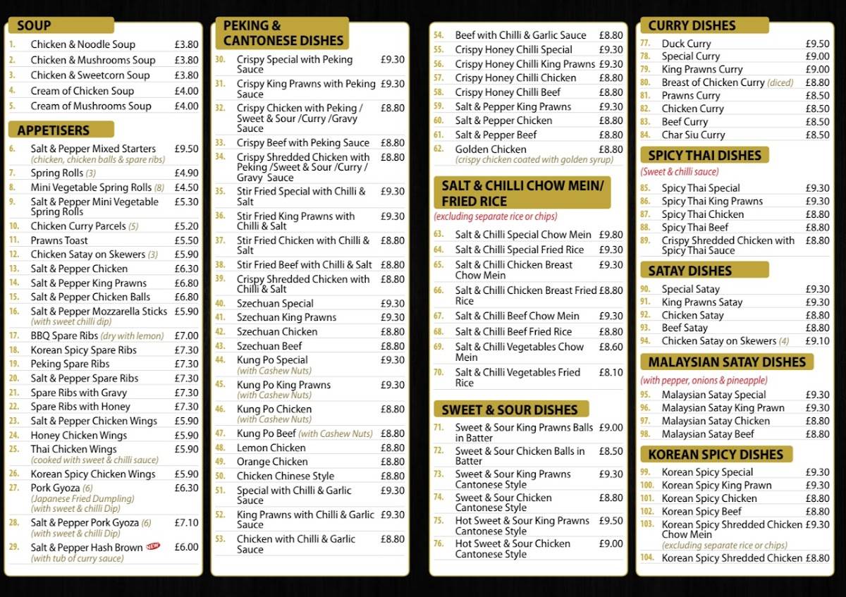 Menu at New Fun Heng fast food, Kilmarnock