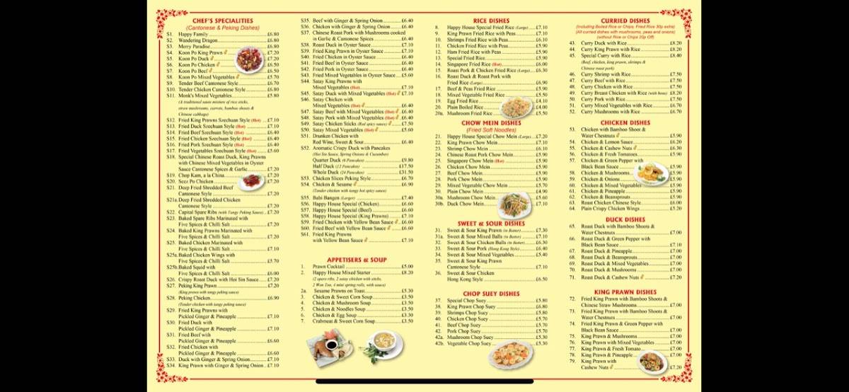 Menu at New Happy House fast food, Eye