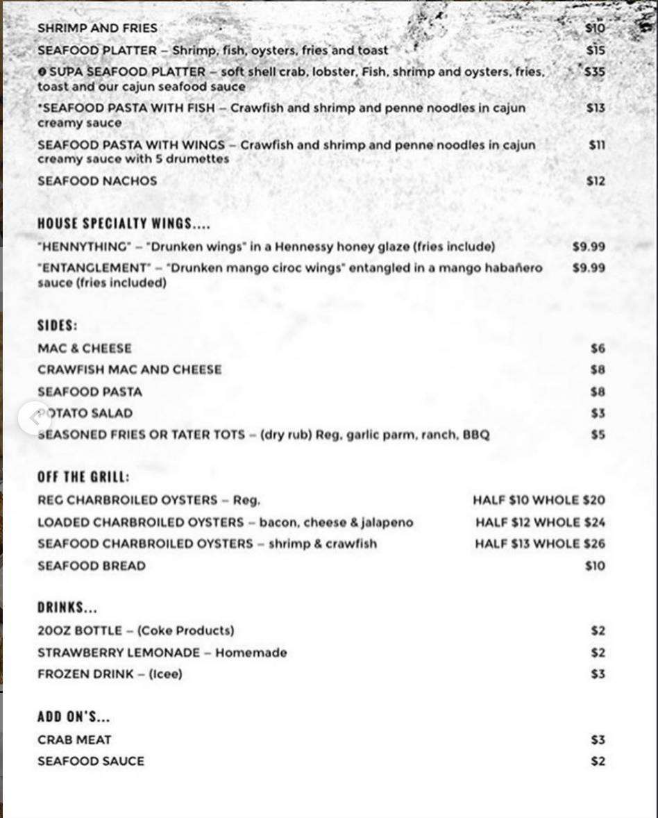 Menu at Mr. Potato restaurant, New Orleans
