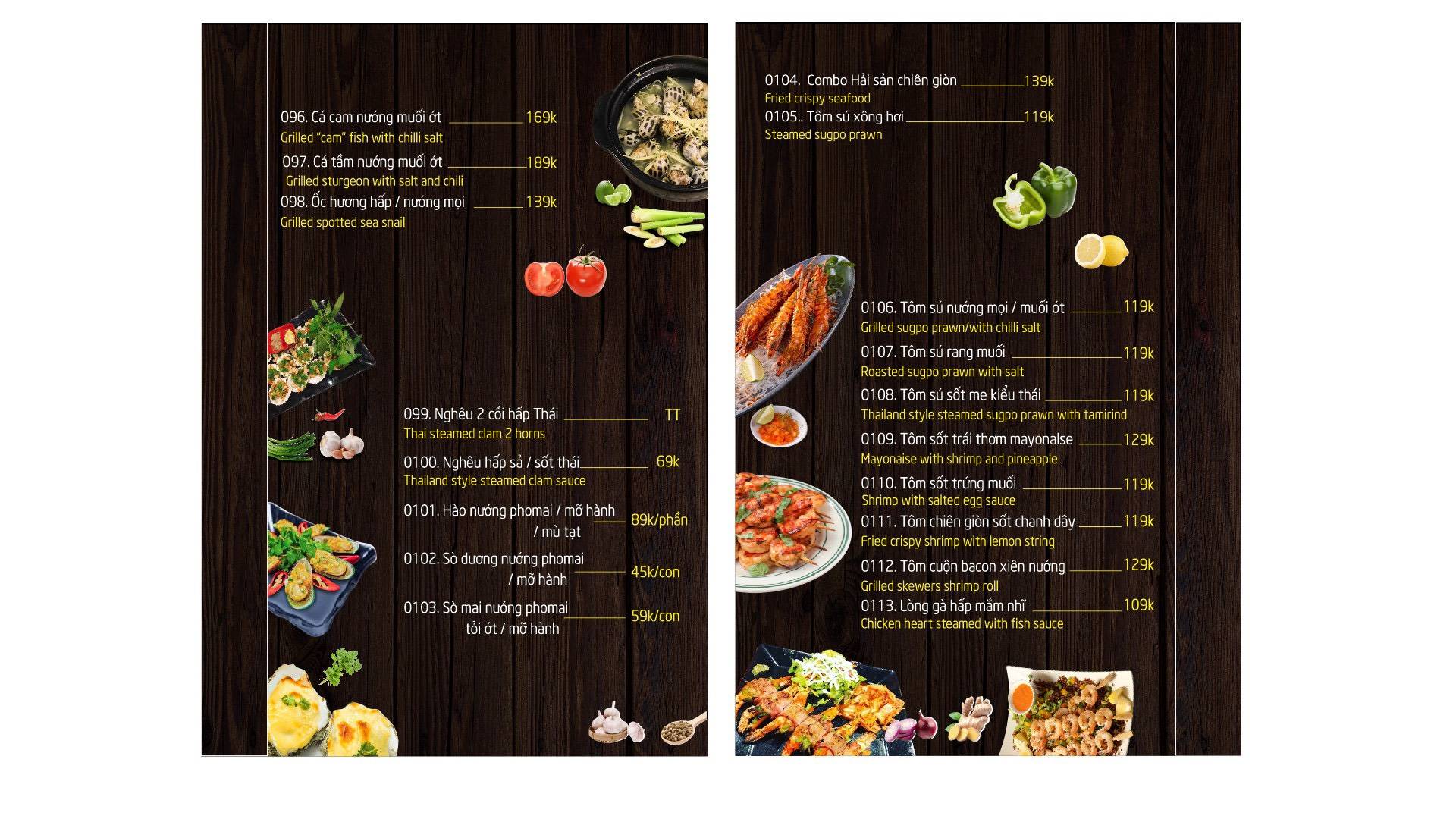 Menu at Nhà Hàng BỤI 3 - Long Thành restaurant, Bien Hoa