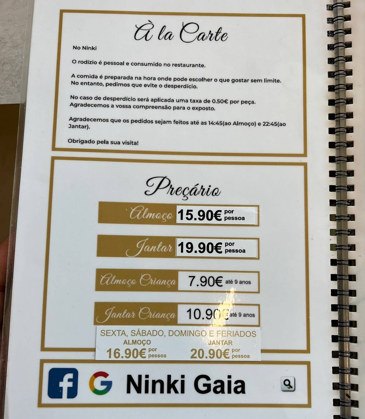 Menu em Ninki Sushi - Gaia restaurante, Vila Nova de Gaia