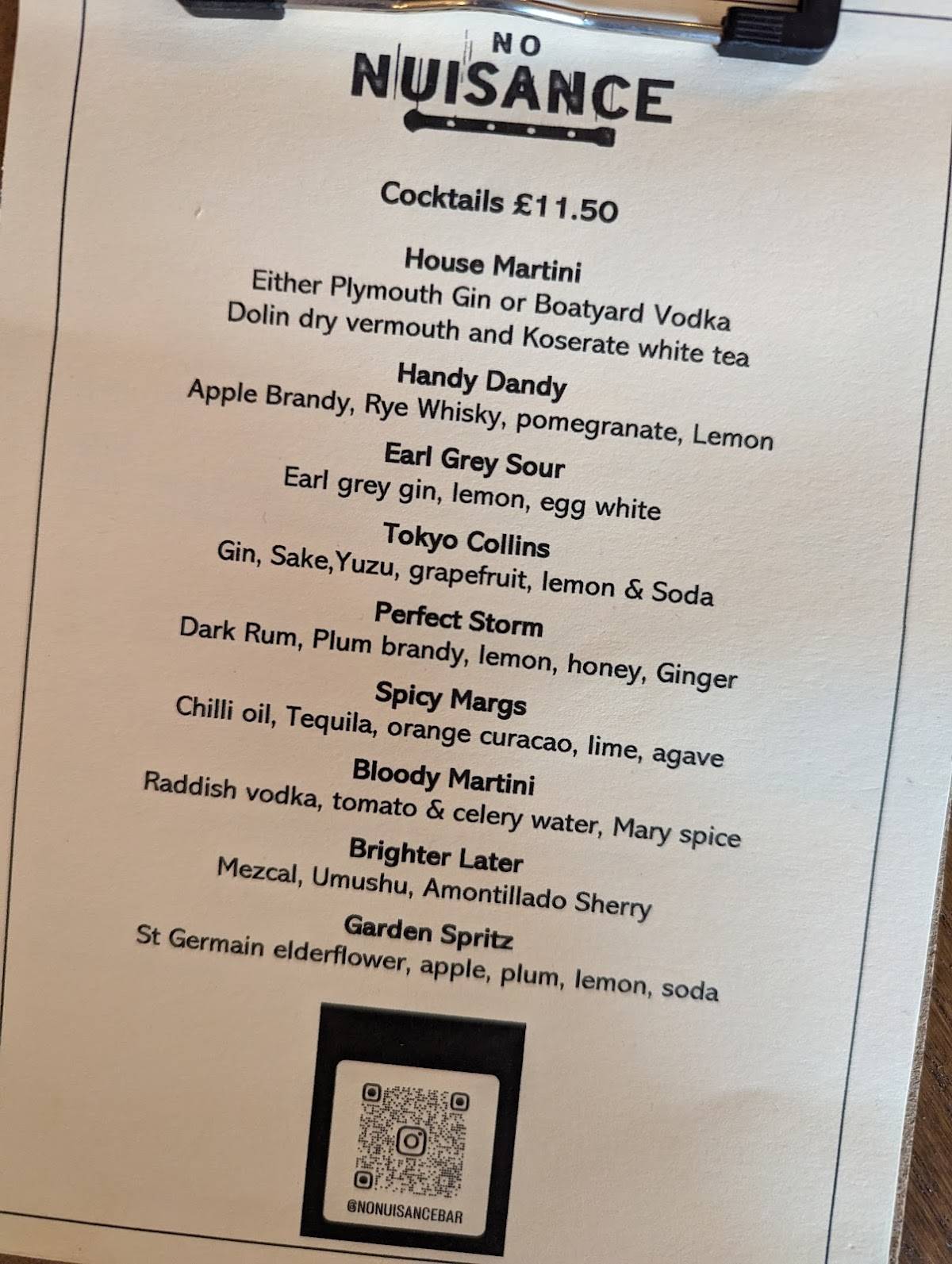 Menu at No Nuisance pub & bar, St Albans