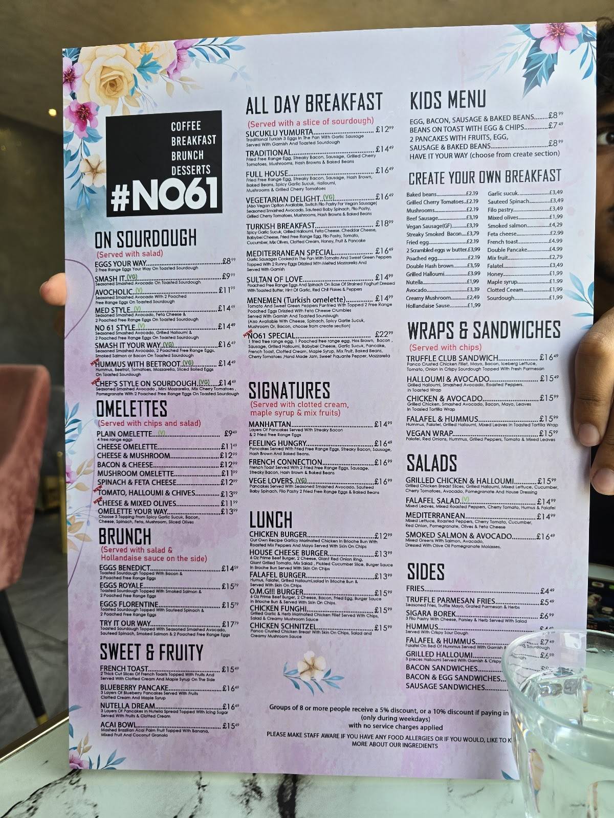 Menu at #No61 Cafe, Ashford
